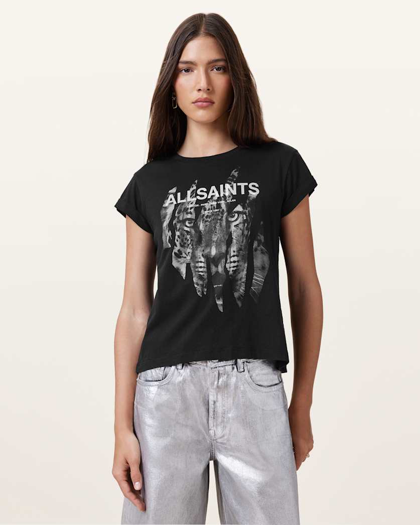 RipRoar Anna Crew Neck Short Sleeve T-Shirt Black | ALLSAINTS